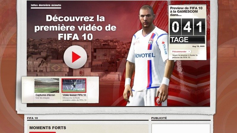 Le site officiel de FIFA 10 - Actualités du 09/07/2009 - jeuxvideo.com