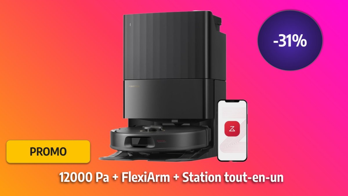 L'aspirateur robot Roborock Qrevo S5V 12000 Pa à -31% est le complice ...