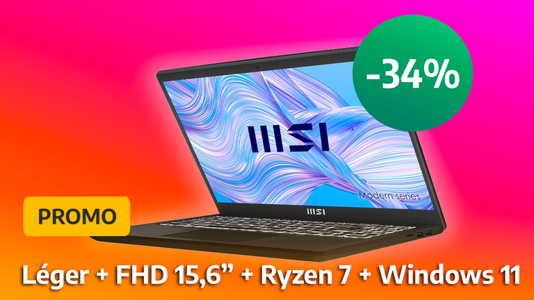 Promo MSI : Pas cher et à -34%, ce PC portable équipé de Windows 11 et d'un AMD Ryzen 7 est ...