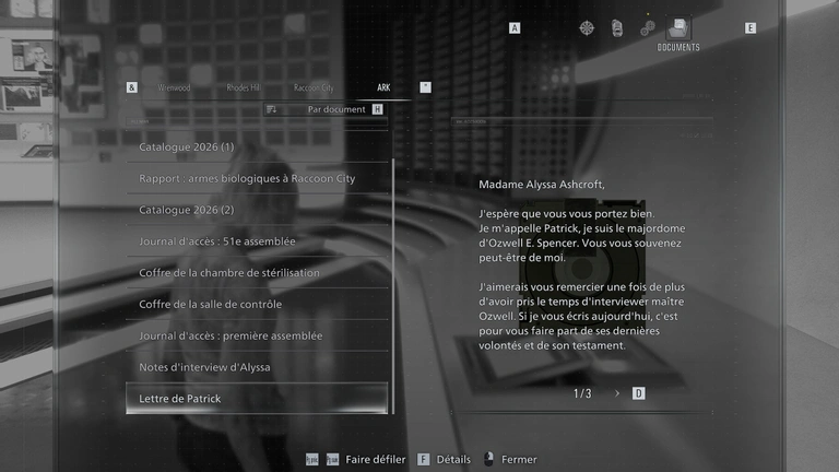 Documents ARK - Soluce Resident Evil Requiem - jeuxvideo.com
