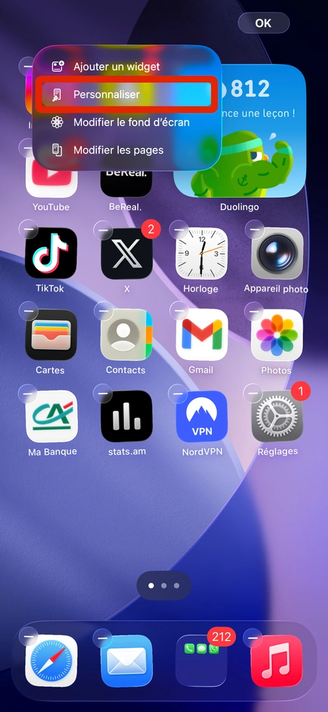 Sur iOS 26, vous pouvez changer la couleur des icônes en fonction de la ...